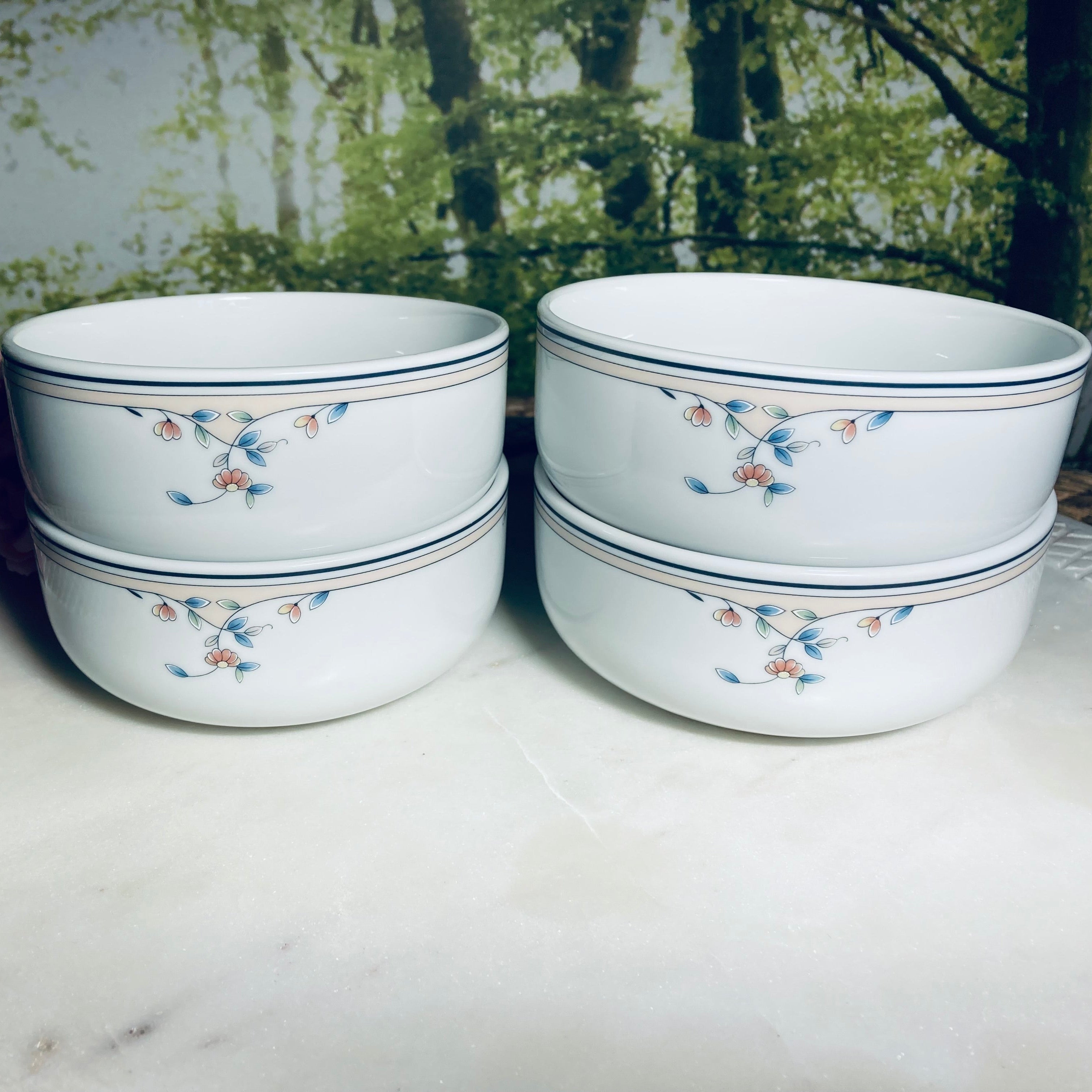 Vintage Princess House porcelain, HERITAGE BLOSSOM, Cereal Bowls 5", S ...